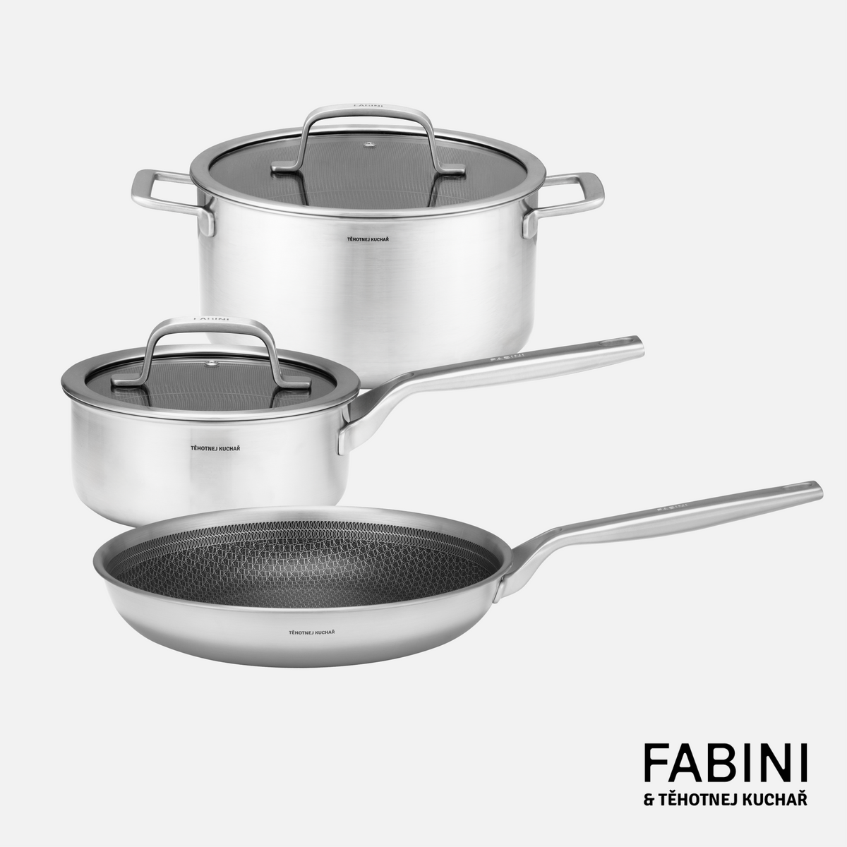 Základní sada FABINI & Těhotnej kuchař, 5 dílů - Nerezové beznýtové ná ...